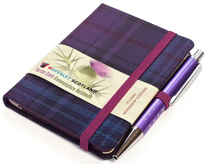 TARTAN CLOTH NOTEBOOK MINI WITH PEN: KINLOCH ANDERSON THISTLE – Elba ...